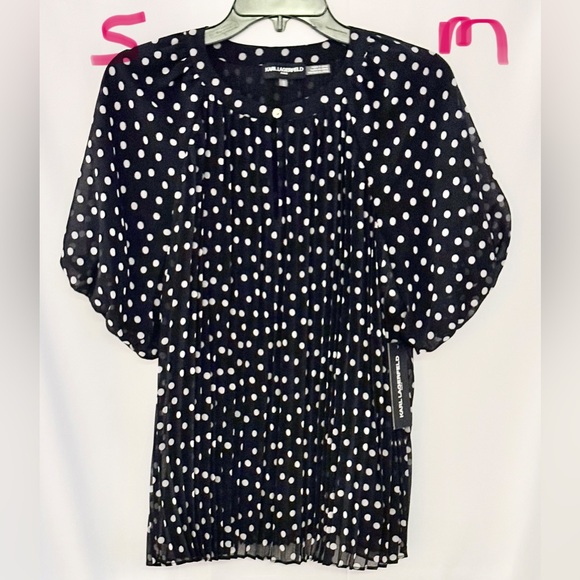 Karl Lagerfeld | Tops | Karl Lagerfeld Black And White Polka Dot Dress ...